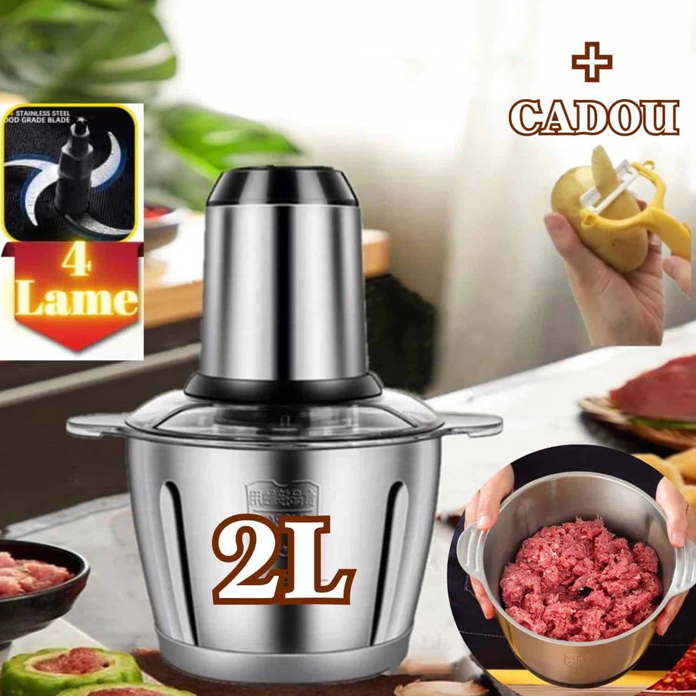 Blender si Tocator Electric Universal Bol 2L Inox, 4 Lame din otel de ...